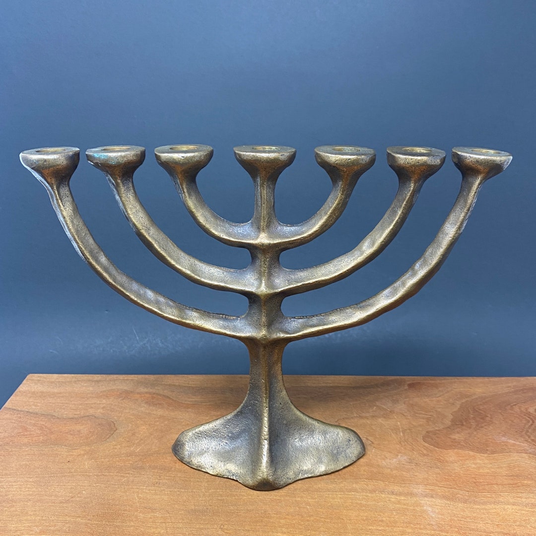 Brass Menorah, Solid Brass Menorah, Chanukah Menorah, 7 Arm Menorah ...