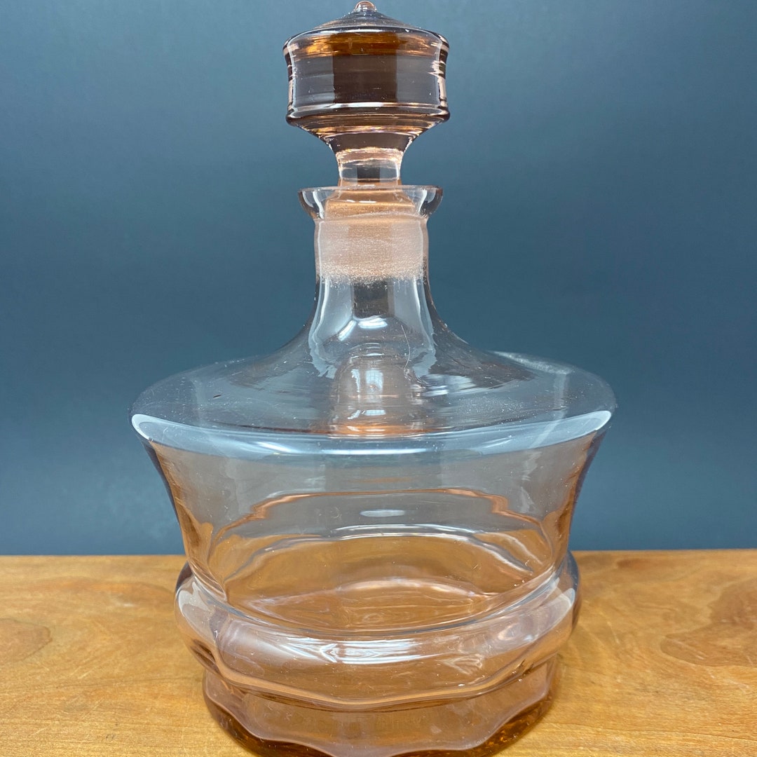 Decanter Bottle, Pink Decanter, Art Deco Decanter, Art Deco Liquor ...
