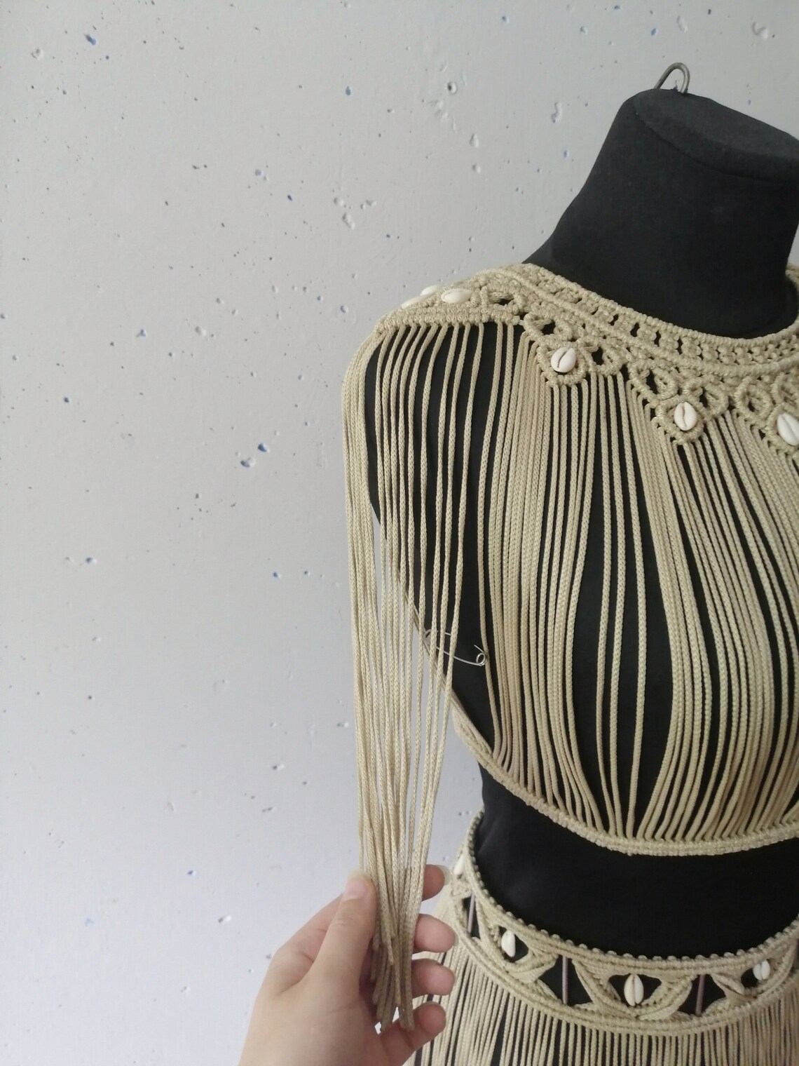 Macrame 2pieces Set Boho Dress Rope Costume Burning Woman With - Etsy