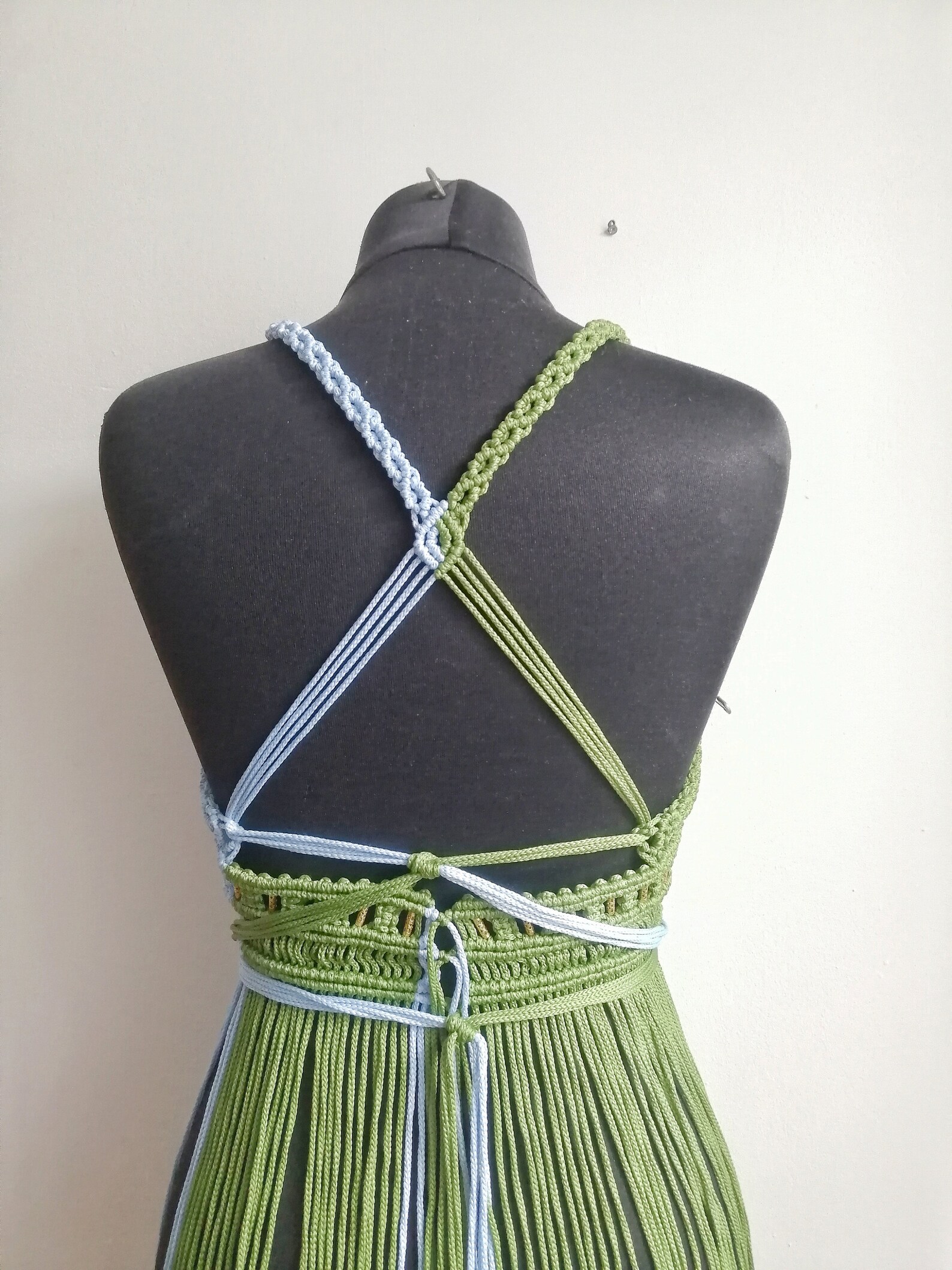Green and Blue Macrame Dress Swimwear Cover-up, Rave Outfit Burning Man ...