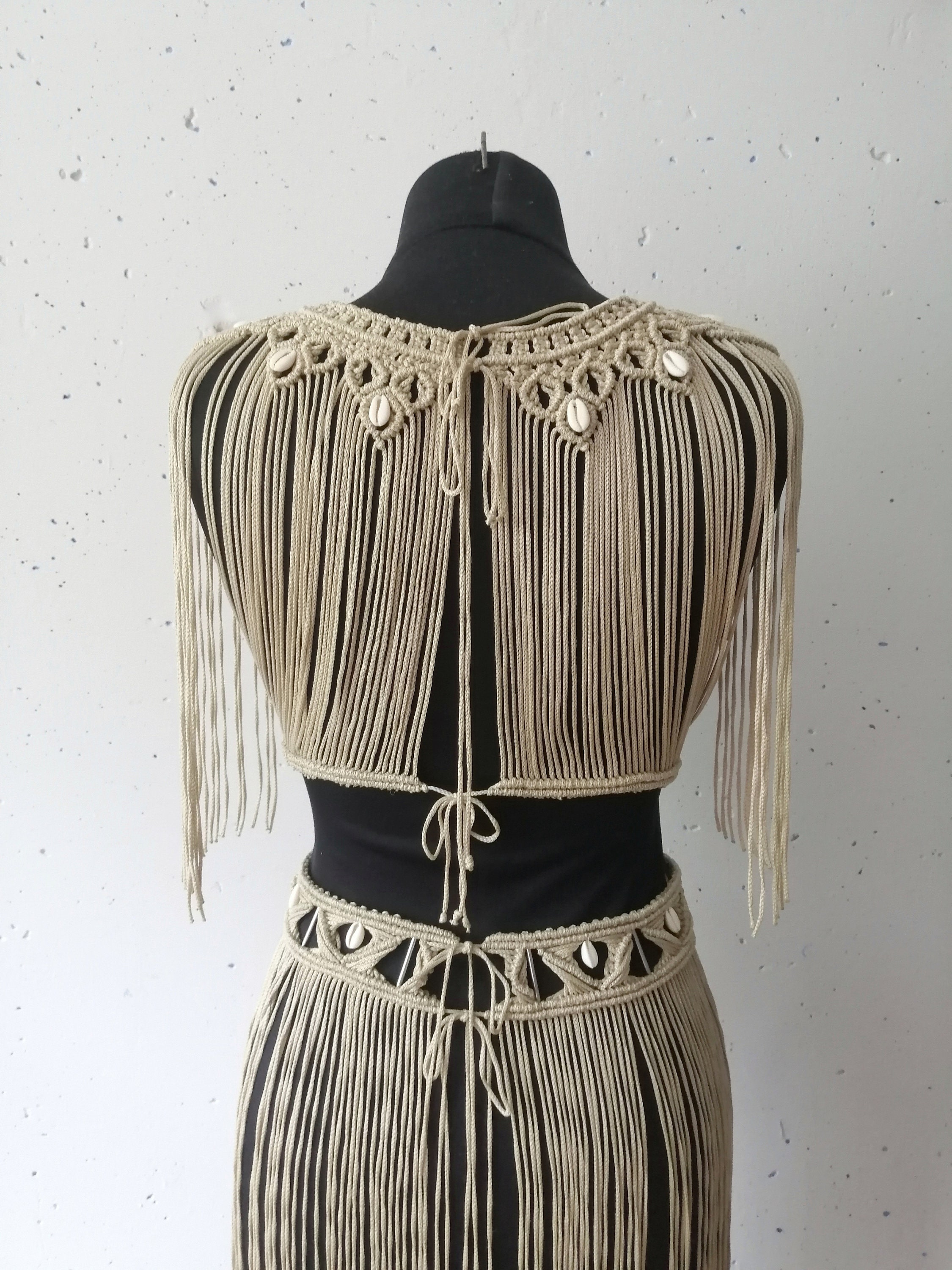 Macrame 2pieces Set Boho Dress Rope Costume Burning Woman With - Etsy