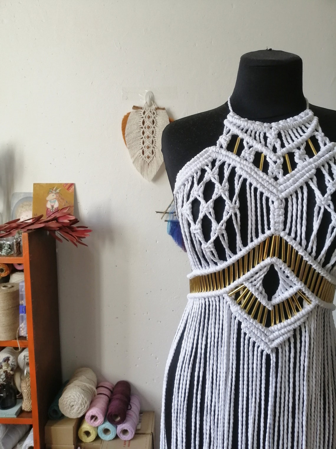 Macrame dress Boho hippie festival dress rope dress handmade | Etsy