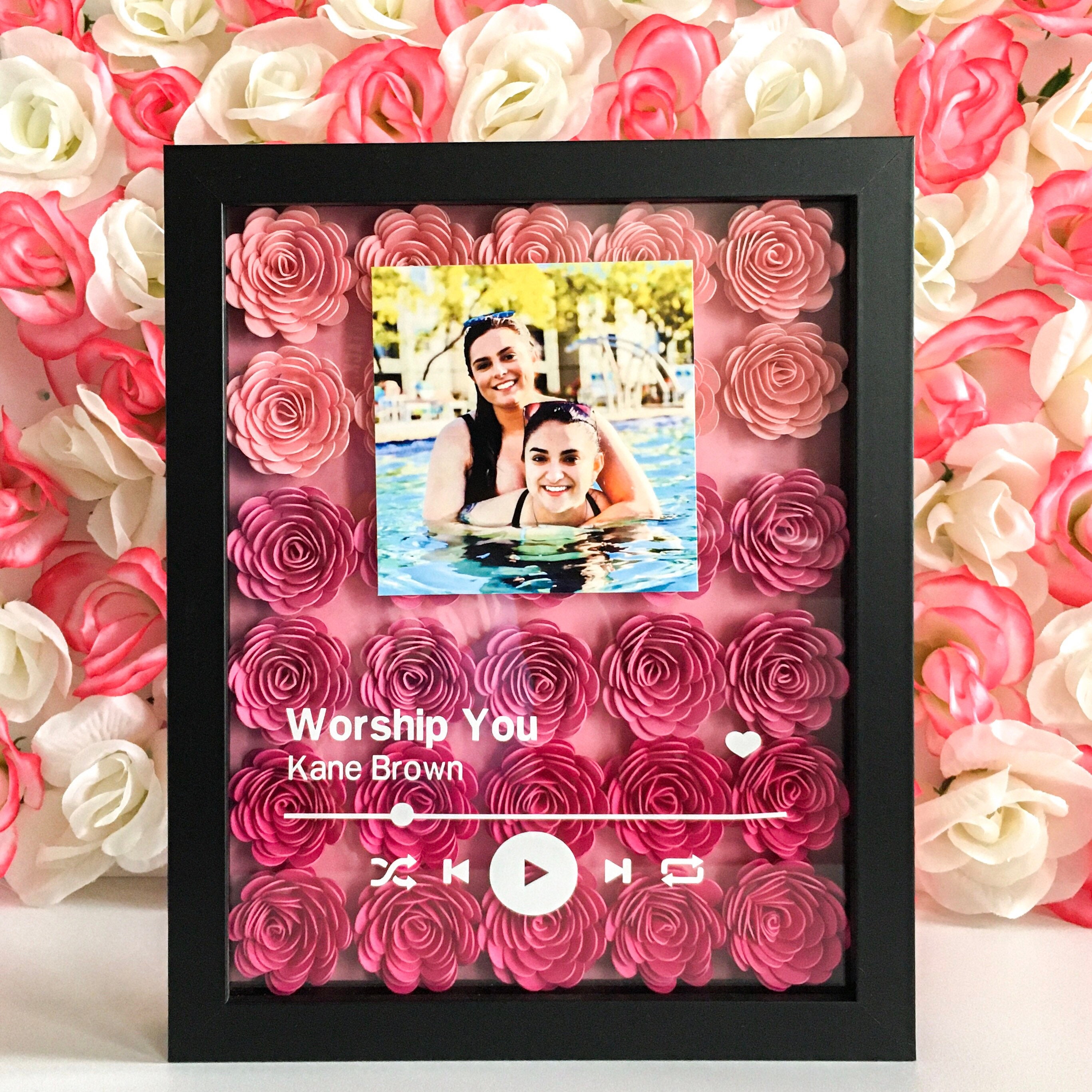 Frames Visual Arts Custom spotify/Apple rose origami shadow box etna.com.pe