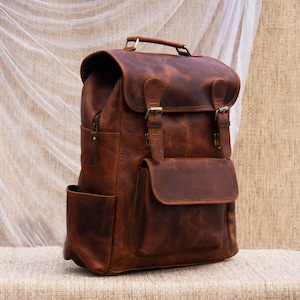 Leather Backpack Handmade Leather Rucksack Personalised Leather Laptop ...
