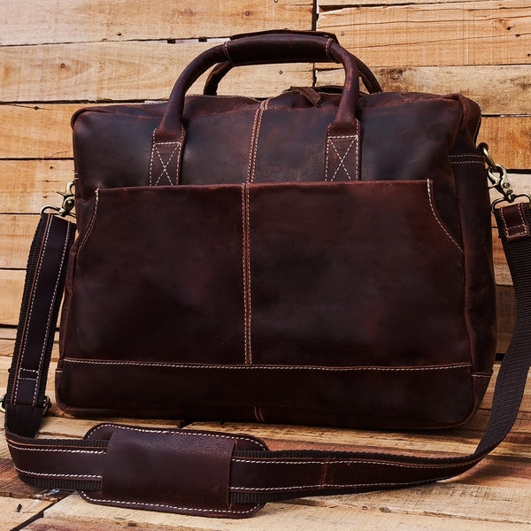 Leather Briefcase - Etsy