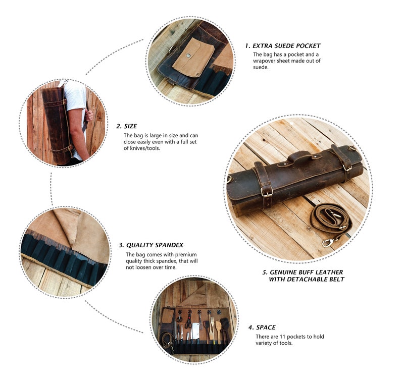 Personalised Leather Knife Roll Handmade Leather Chef Roll - Etsy