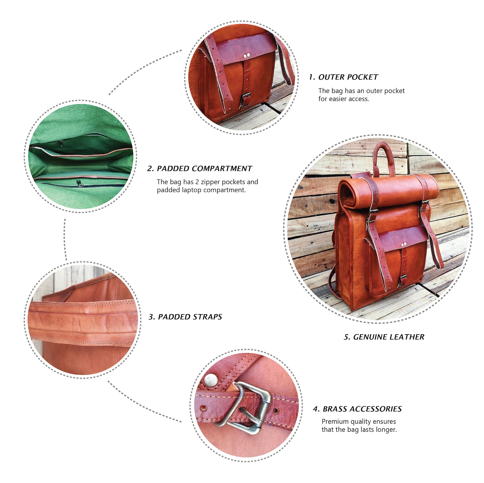 Handmade Leather Roll Top Backpack Leather Rucksack - Etsy