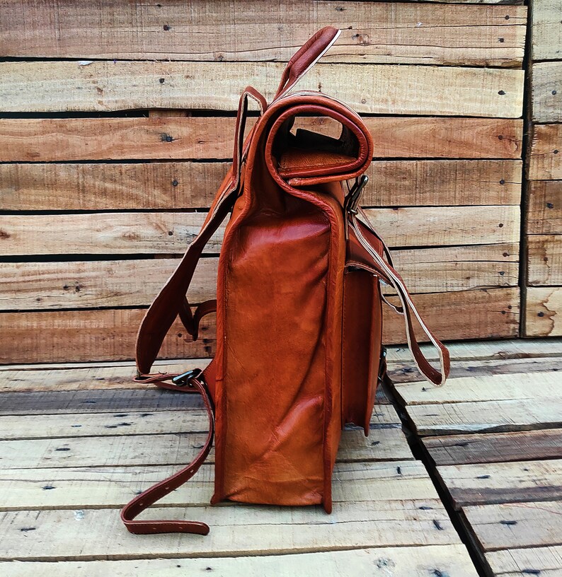 Handmade Leather Roll Top Backpack Leather Rucksack | Etsy UK