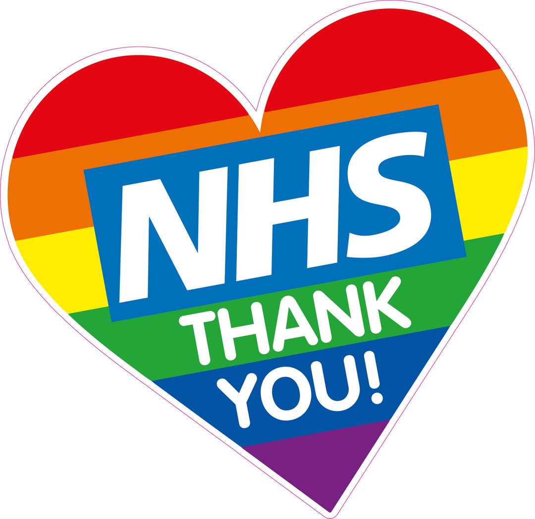 Thank You NHS Rainbow Heart Shape Vinyl Sticker Car Bumper Door Laptop ...