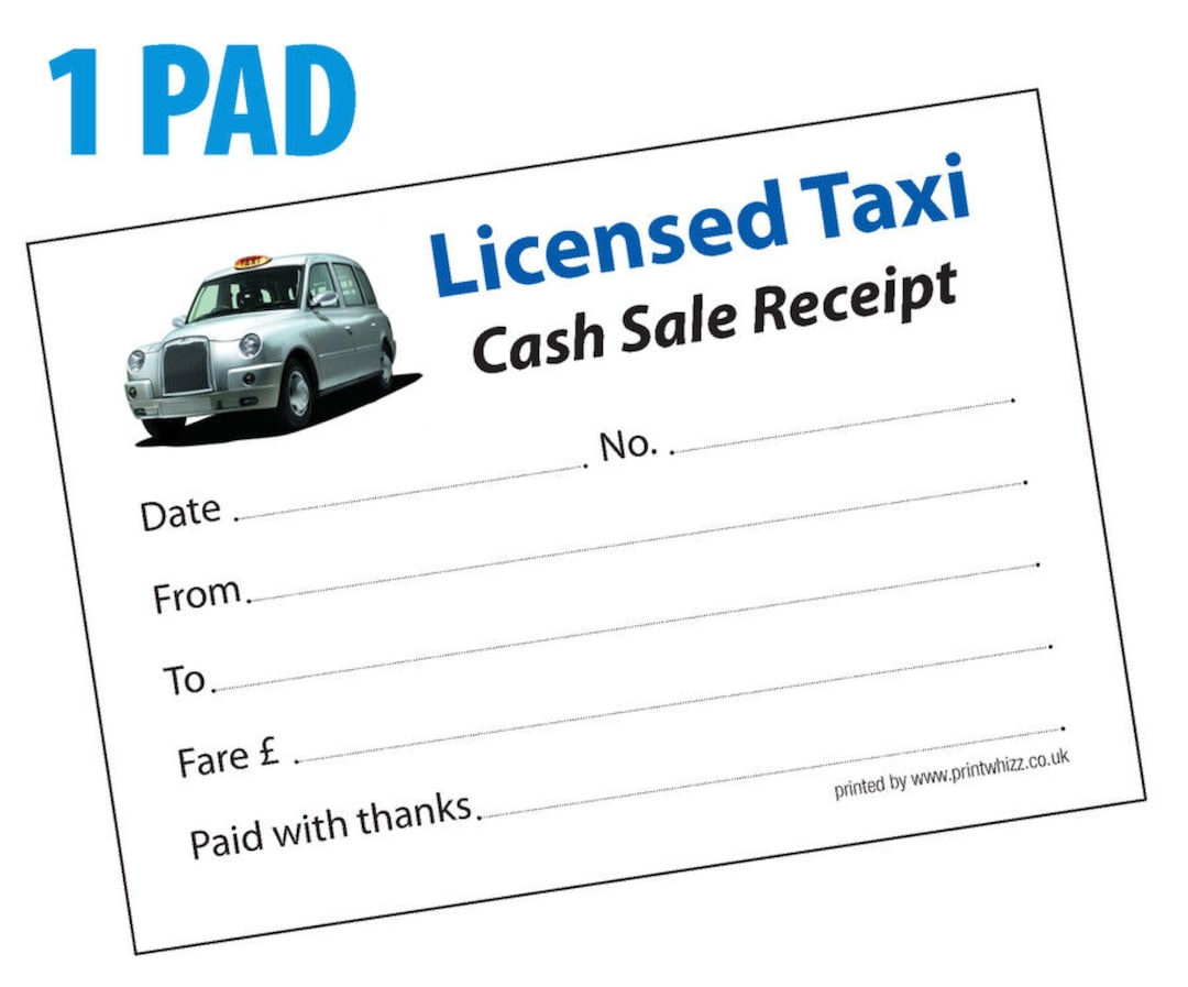 1 X Licensed Taxi Minicab Receipt Pad 50 Sheets FREE POSTAGE - Etsy