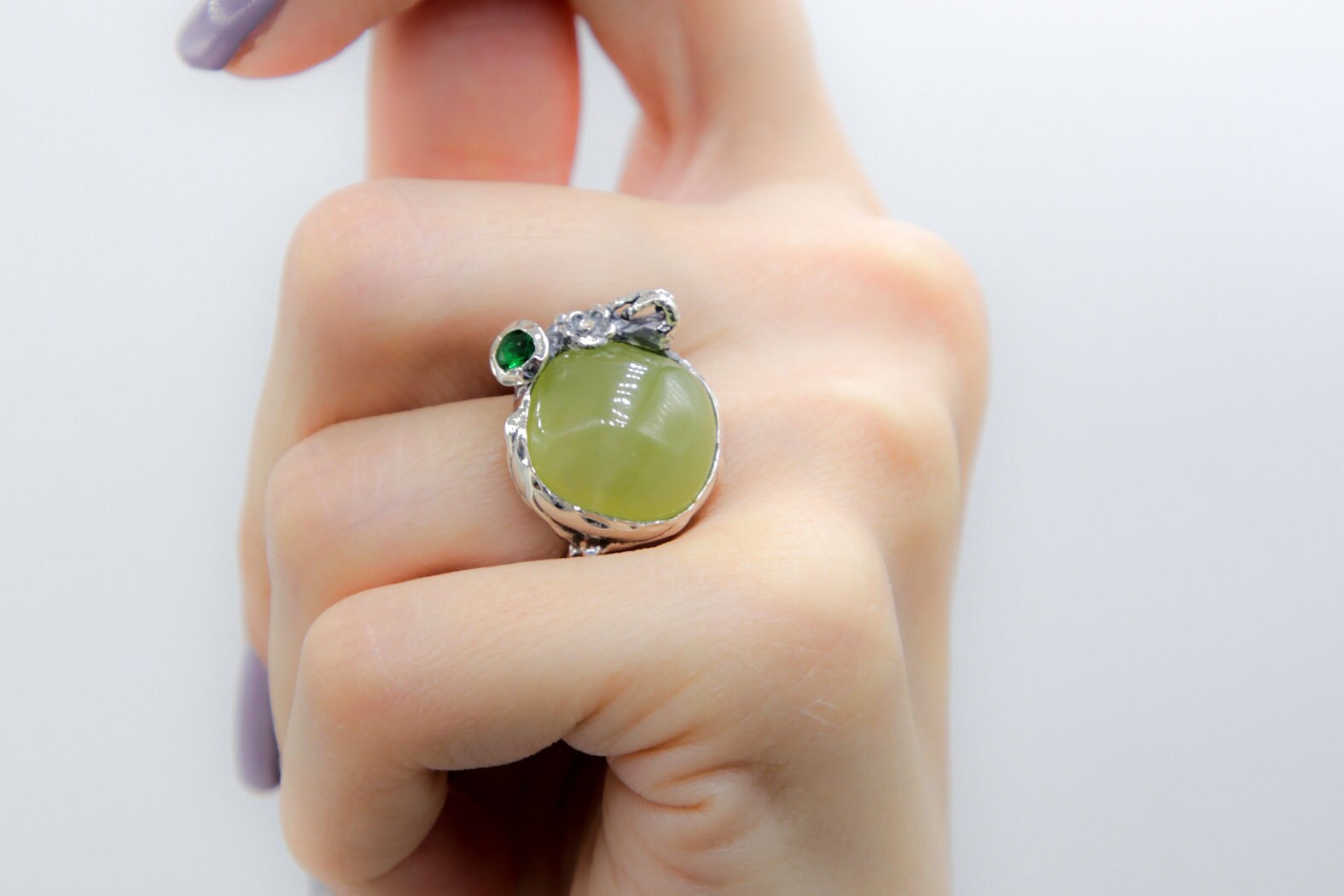 Jade Silver Ring 925 Silver Rings Natural Jade Stone Ring - Etsy