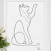 Printable Minimalist Playing Cat One Line Art Print | Etsy