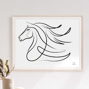 Printable Minimalist Horse Head Portrait Wall Art, Equestrian Horse ...