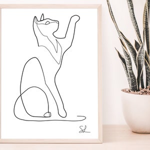 Printable Minimalist Playing Cat One Line Minimalist Art Print, Clip ...