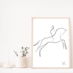 Printable Minimalist Horse and Rider Wall Art, Equestrian Horse Lover ...