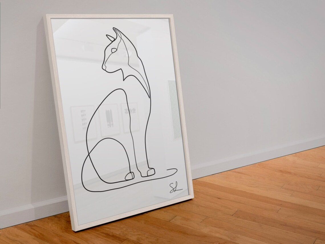 Set of Two Printable Cats Line Art Print Cat Drawing Poster | Etsy