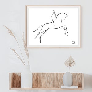 Printable Minimalist Horse and Rider Wall Art, Equestrian Horse Lover ...