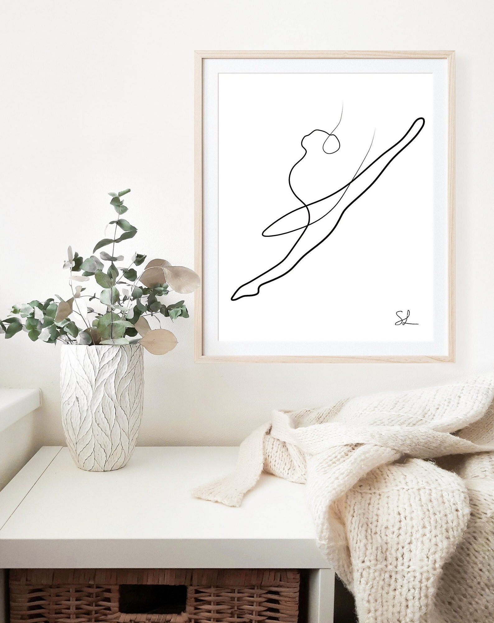 Ballet Dancer One Line Print / Art Gallery Wall Drawing Minimalist ...