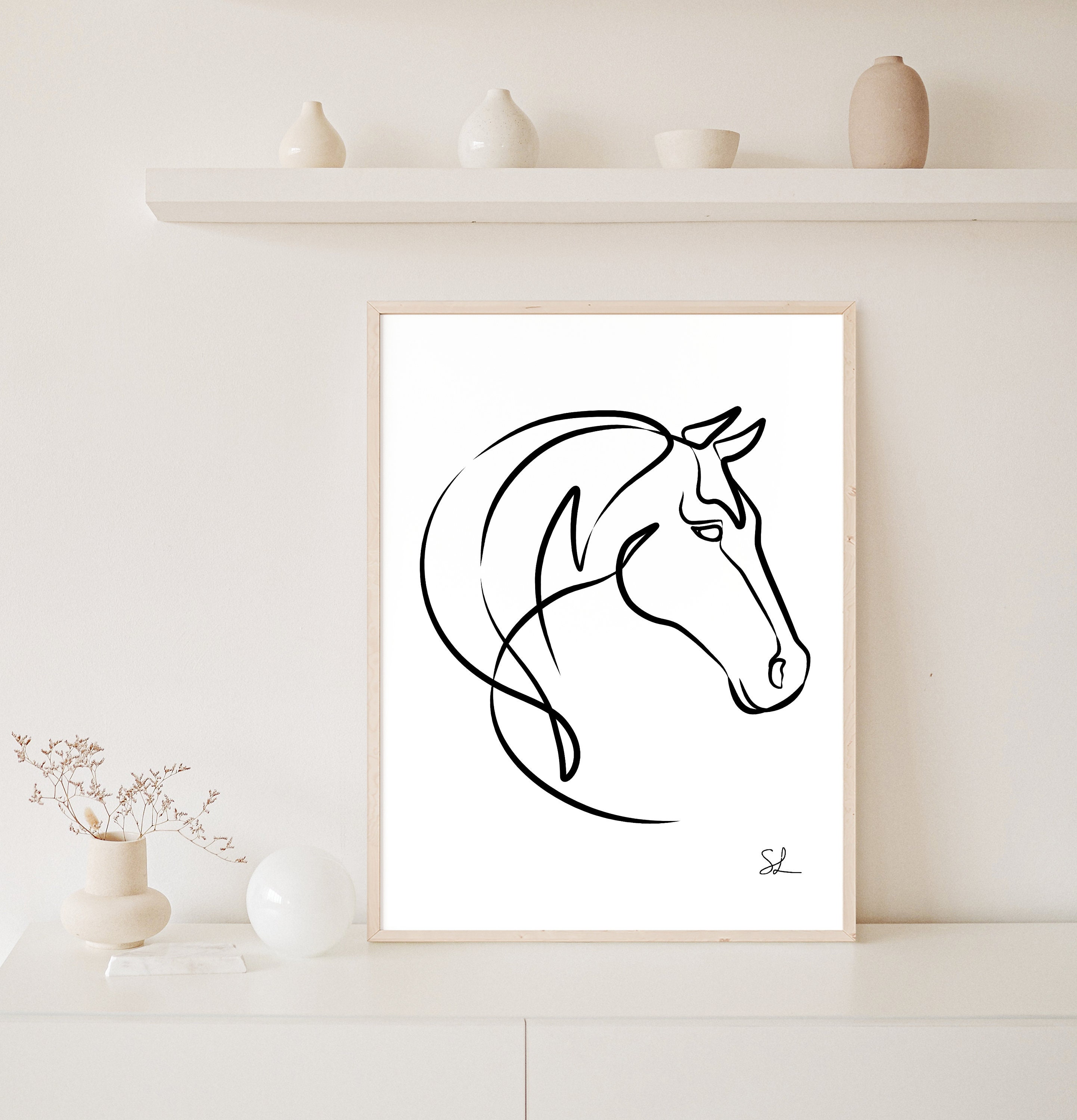 Printable Minimalist Horse Wall Art, Equestrian Horse Lover Gift ...