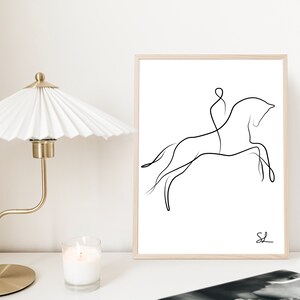 Printable Minimalist Horse and Rider Wall Art, Equestrian Horse Lover ...