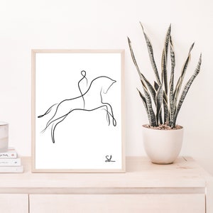 Printable Minimalist Horse and Rider Wall Art, Equestrian Horse Lover ...