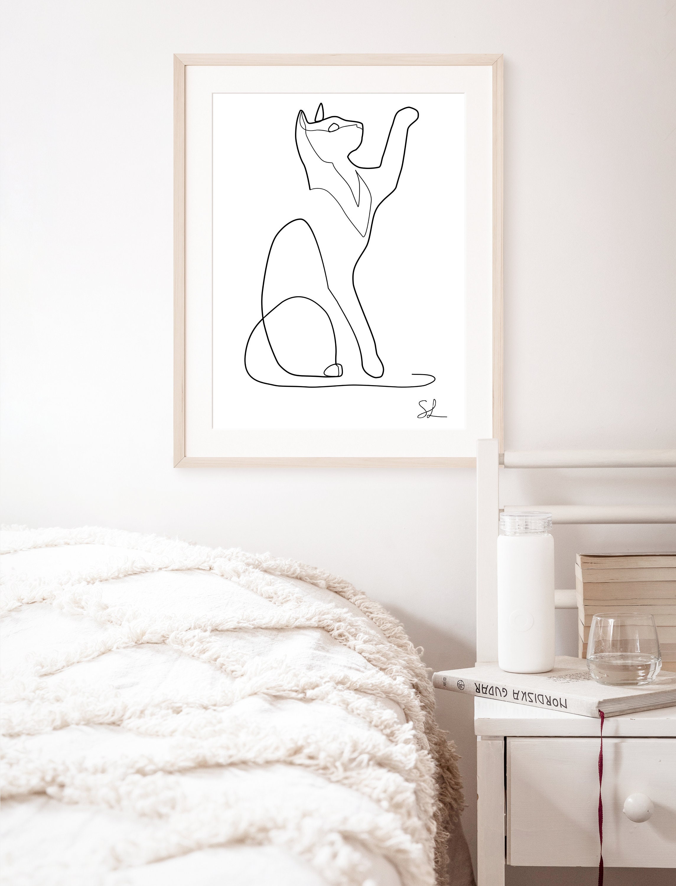 Printable Minimalist Playing Cat One Line Minimalist Art Print, Clip ...