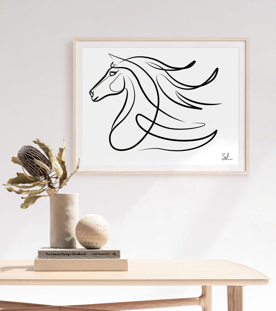 Printable Minimalist Horse Head Portrait Wall Art, Equestrian Horse ...