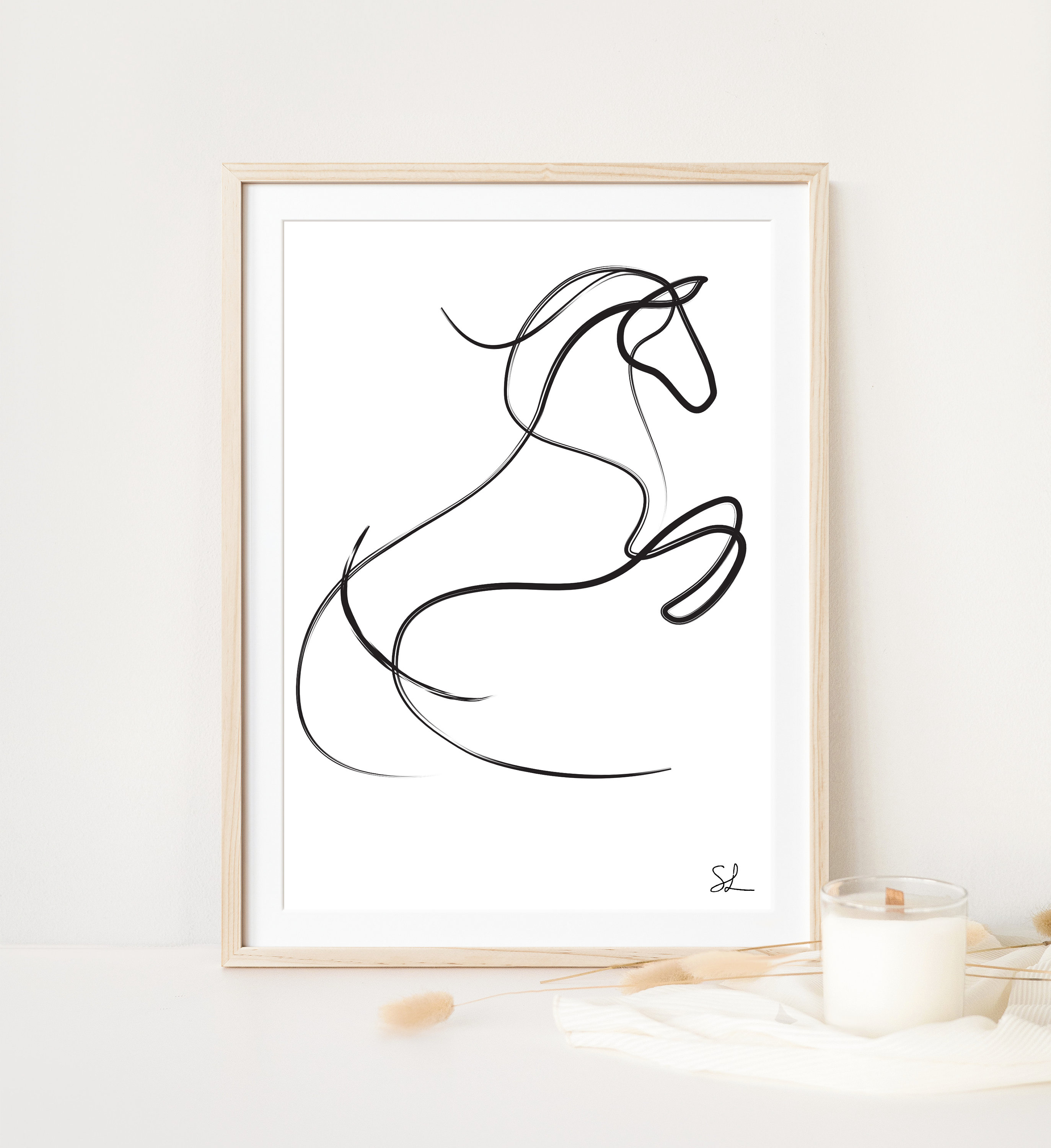 Printable Rearing Horse Minimalist Wall Art, Equestrian Gift, Minimal ...