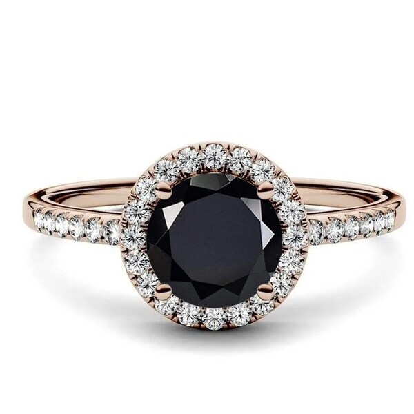 Black Solitaire Ring - Etsy