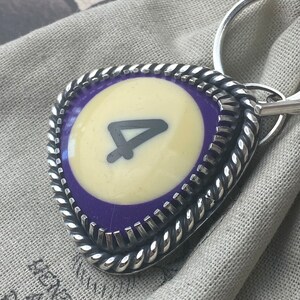 Number 4 Pool Ball Heart Reclaimed Pendant. Handmade Sterling Silver ...