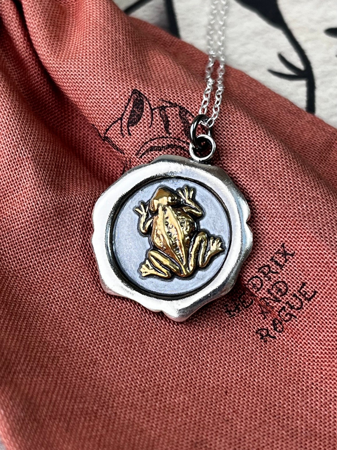 Halloween Frog Wax Seal Sterling Silver Necklace. Spooky Gift for ...