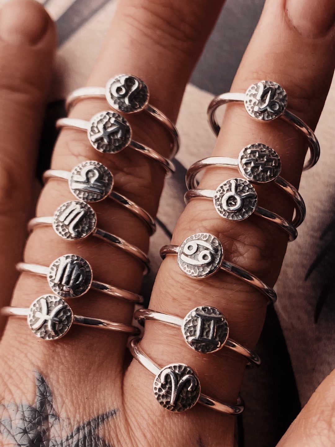 SAMPLE SALE Sterling Silver Star Sign Ring. Handmade Zodiac Signet Ring ...