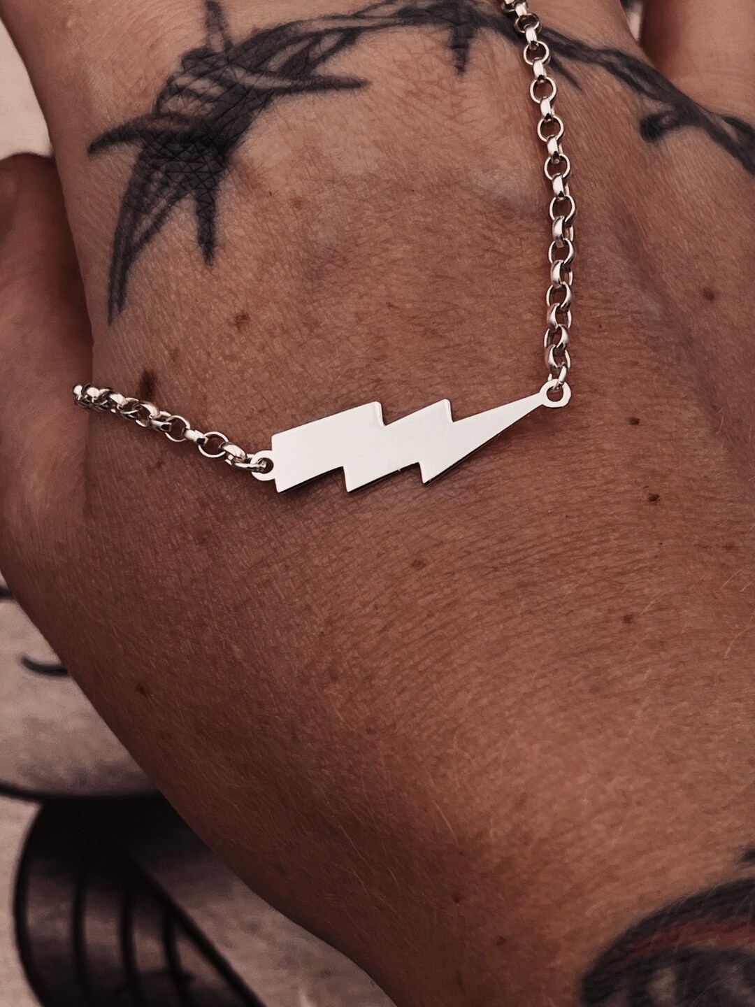 Sterling Silver Lightning Bolt Charm Chain Necklace With Lobster Clasp ...