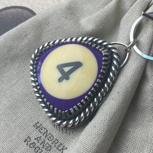 Number 4 Pool Ball Heart Reclaimed Pendant. Handmade Sterling Silver ...