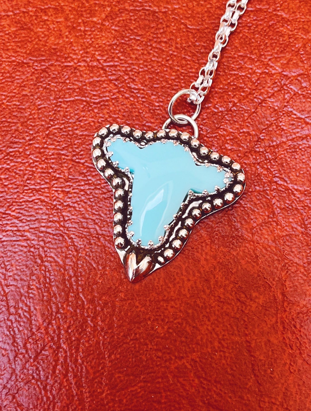 Turquoise Cow Reclaimed Pool Ball Pendant. Handmade Sterling Silver ...