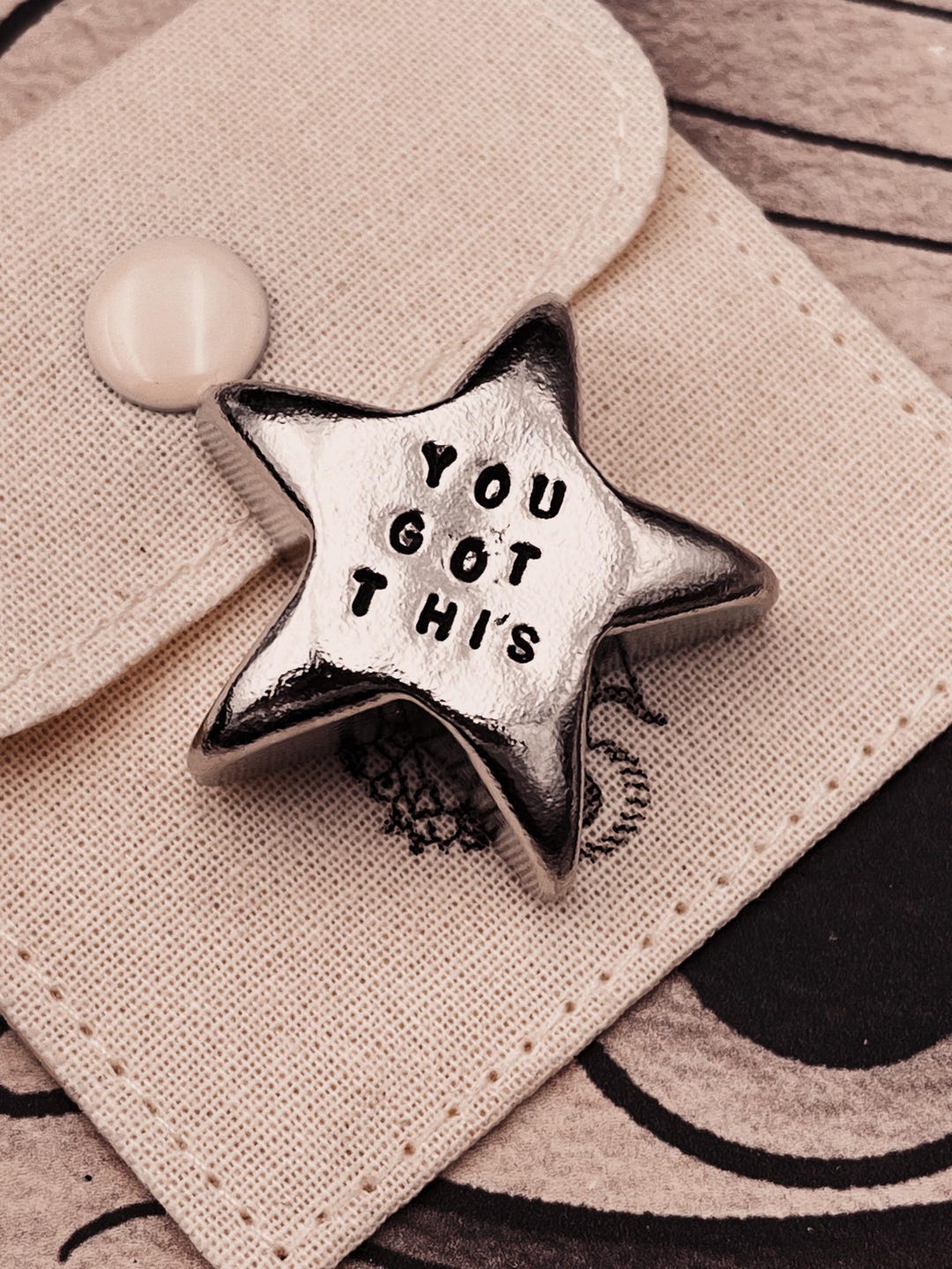 Personalised Rustic Hammered Star Pewter Pocket Hug. Personalised Token ...