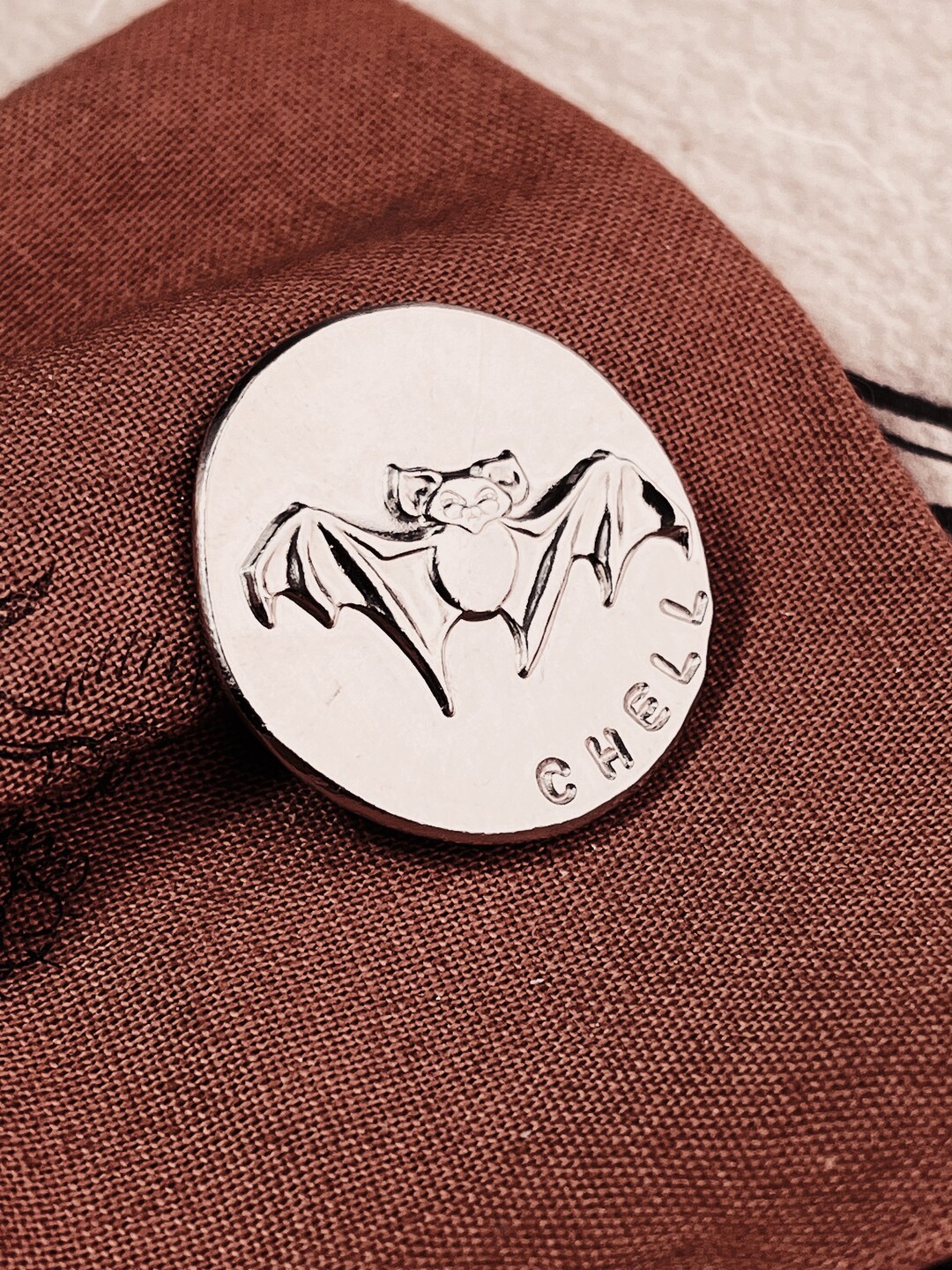 Bat Pewter Pocket Hug. Personalised Pebble Token. Worry Stone Keepsake ...