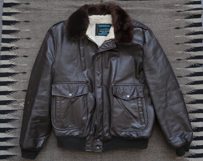 Vintage Cooper G-1 Flight Aviator Bomber Leather Jacket USA Made L - Etsy