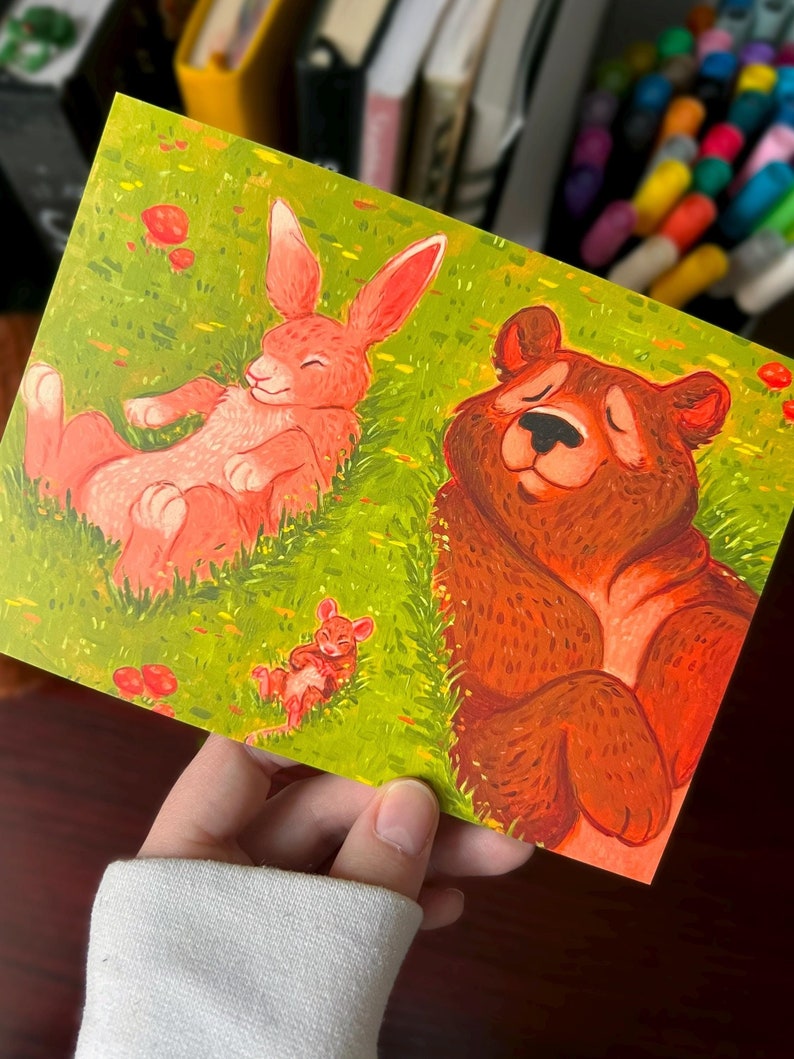 Forest Animal Friends Postcard Print - Etsy