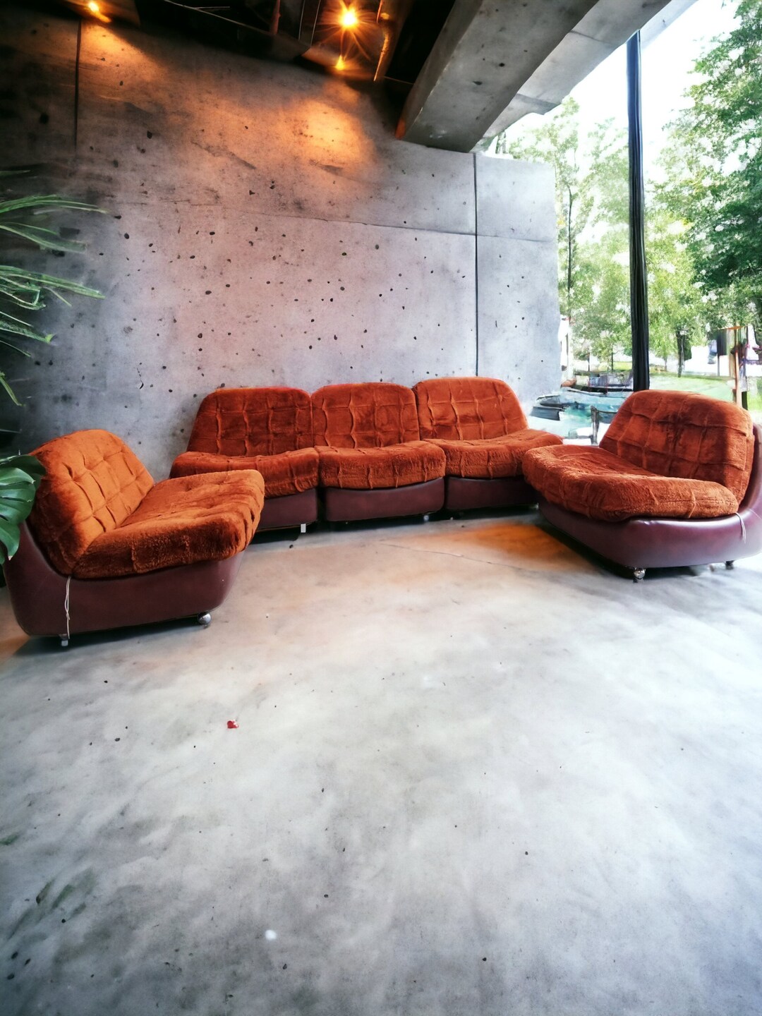 Vintage Modular Sofa Couch Brown 1970 - Etsy