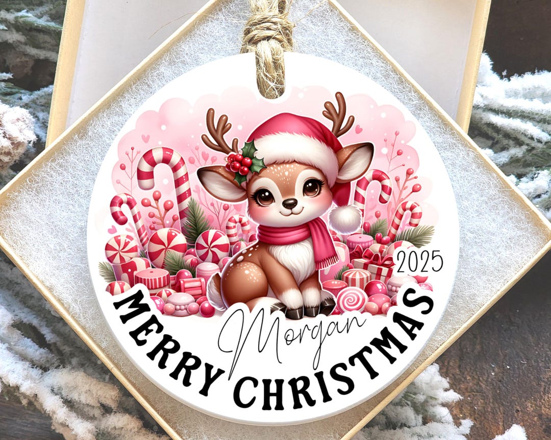 Pink Christmas Candy Ornament, Custom Name Ornament, Candyland ...