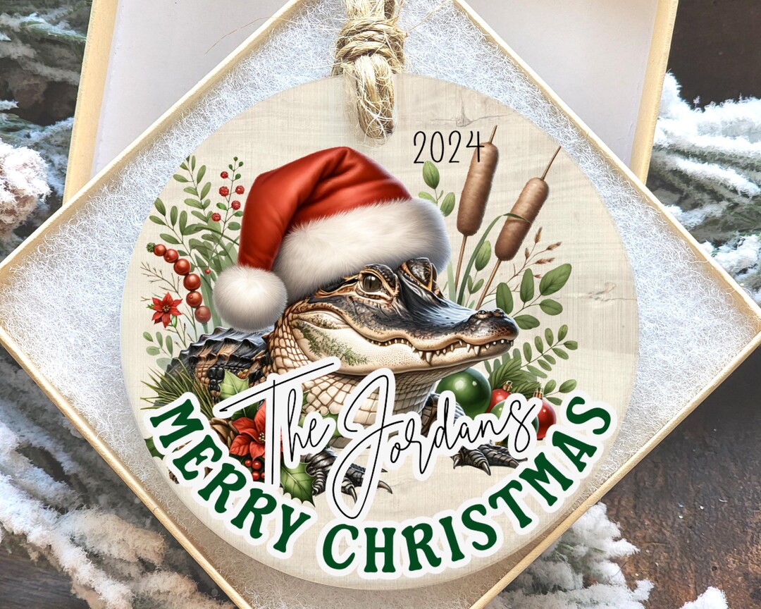 Alligator Christmas Ornament of Alligator, Personalized Custom Ornament ...