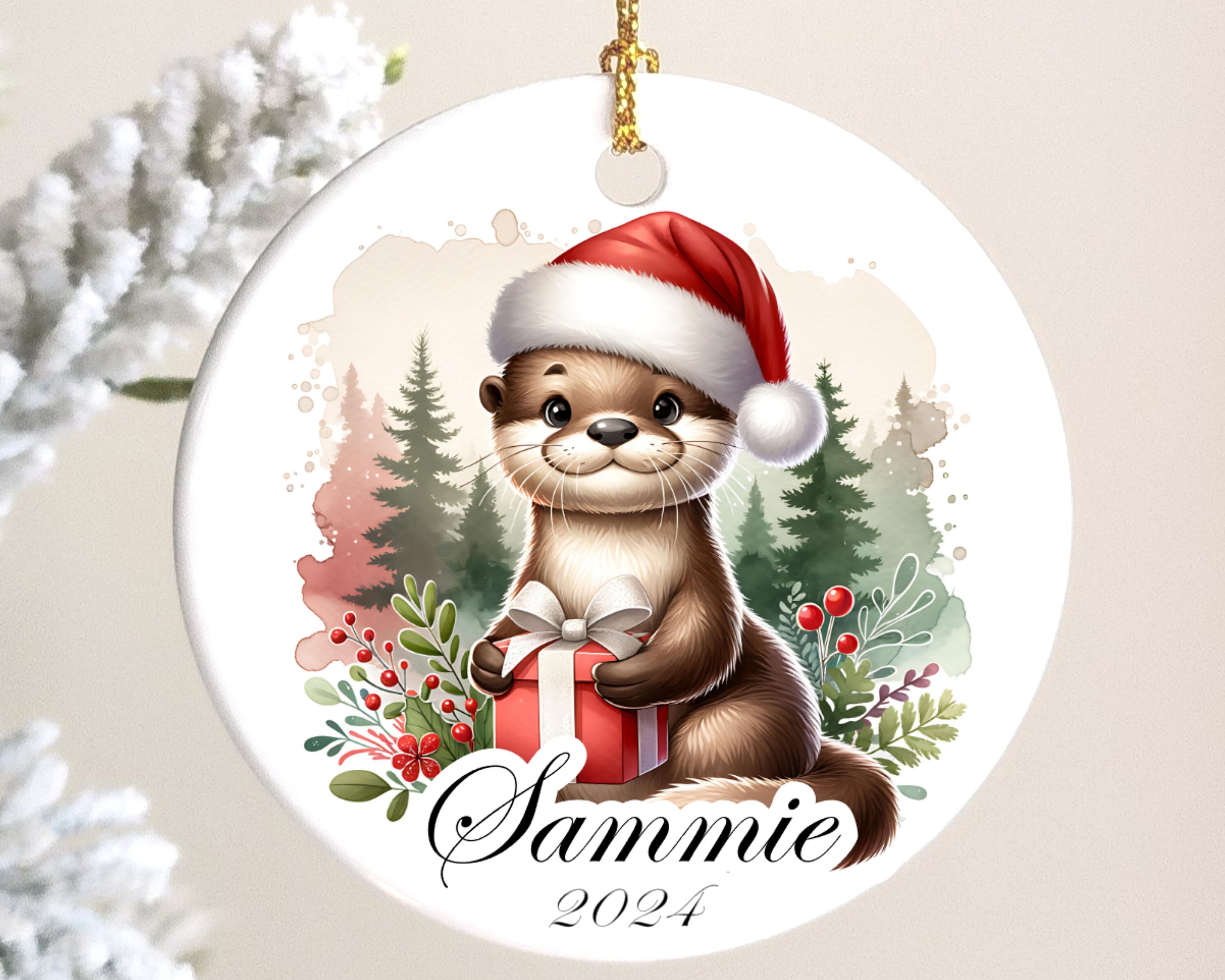 Custom Otter Christmas Ornament, Personalized Otter Xmas Ornament Gift ...