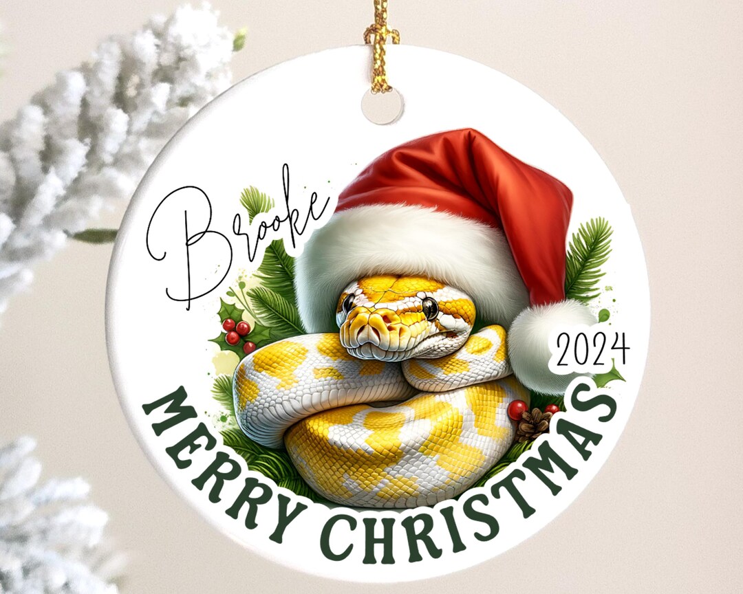 Yellow Ball Python Snake Custom Christmas Ornament of Python ...