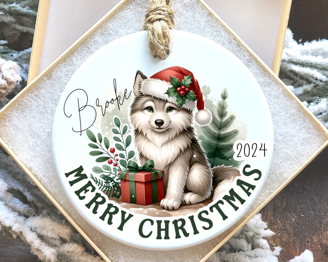Wolf Personalized Ornament for Child, Custom Christmas Ornament, Wolf ...