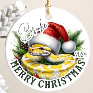 Yellow Ball Python Snake Custom Christmas Ornament of Python ...