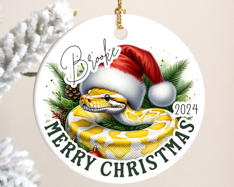 Yellow Ball Python Snake Custom Christmas Ornament of Python ...