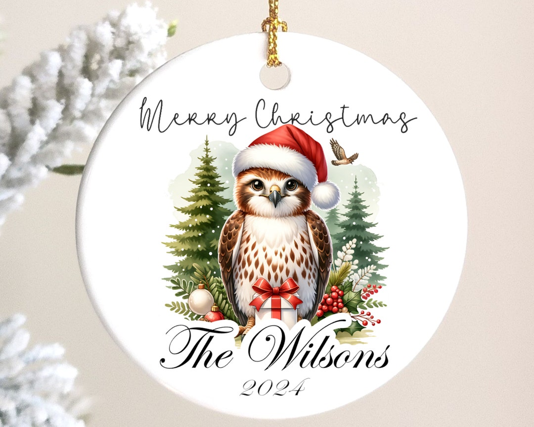 Hawk Christmas Ornament of Bird Personalized Gift, Custom Ceramic Tree ...