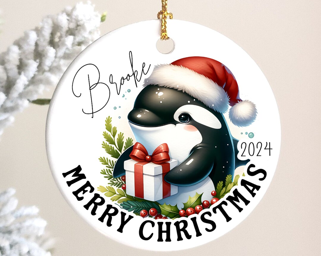 Personalized Orca Ornament for Child, Custom Whale Christmas Ornament ...