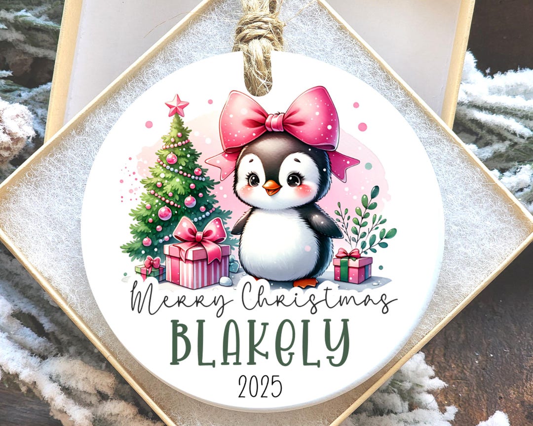 Personalized Penguin Christmas Ornament, Custom Penguin Xmas Tree ...